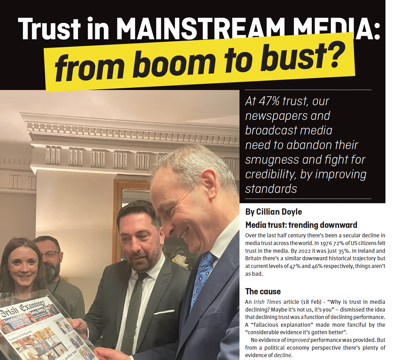 Mainstream media's trust problem. By Cillian Doyle. - Village Magazine